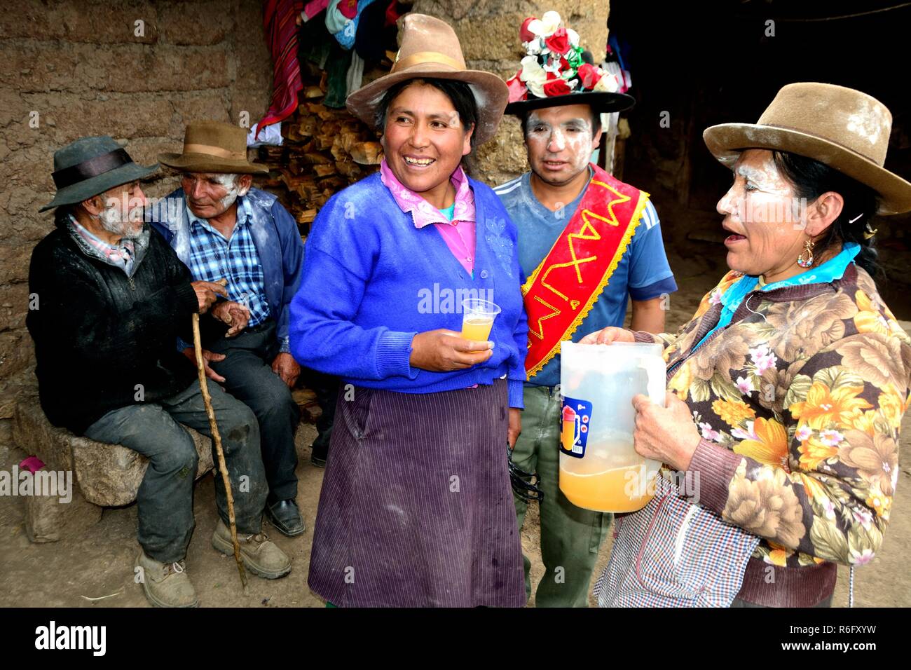 Drinking chicha- Ribbons- Unsha- Carnival in CHAVIN de Huantar ...