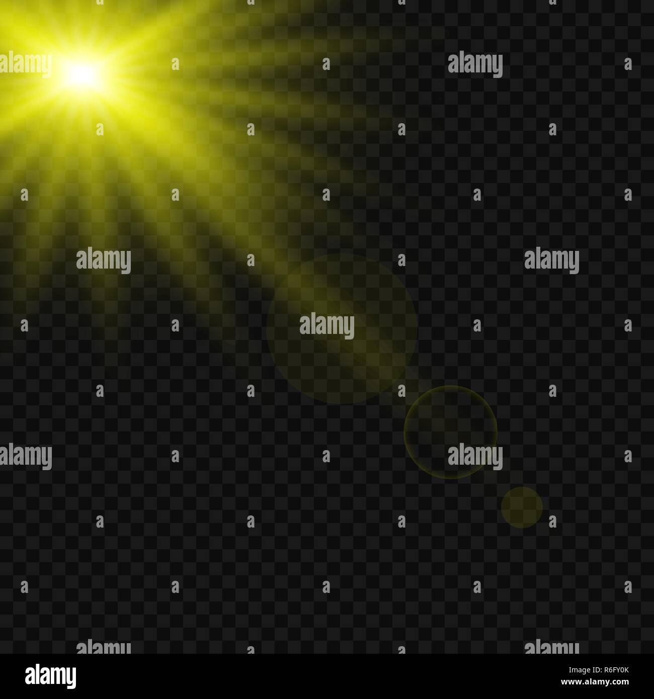 glowing light effect isolated on transparent background. Sun flash with ...
