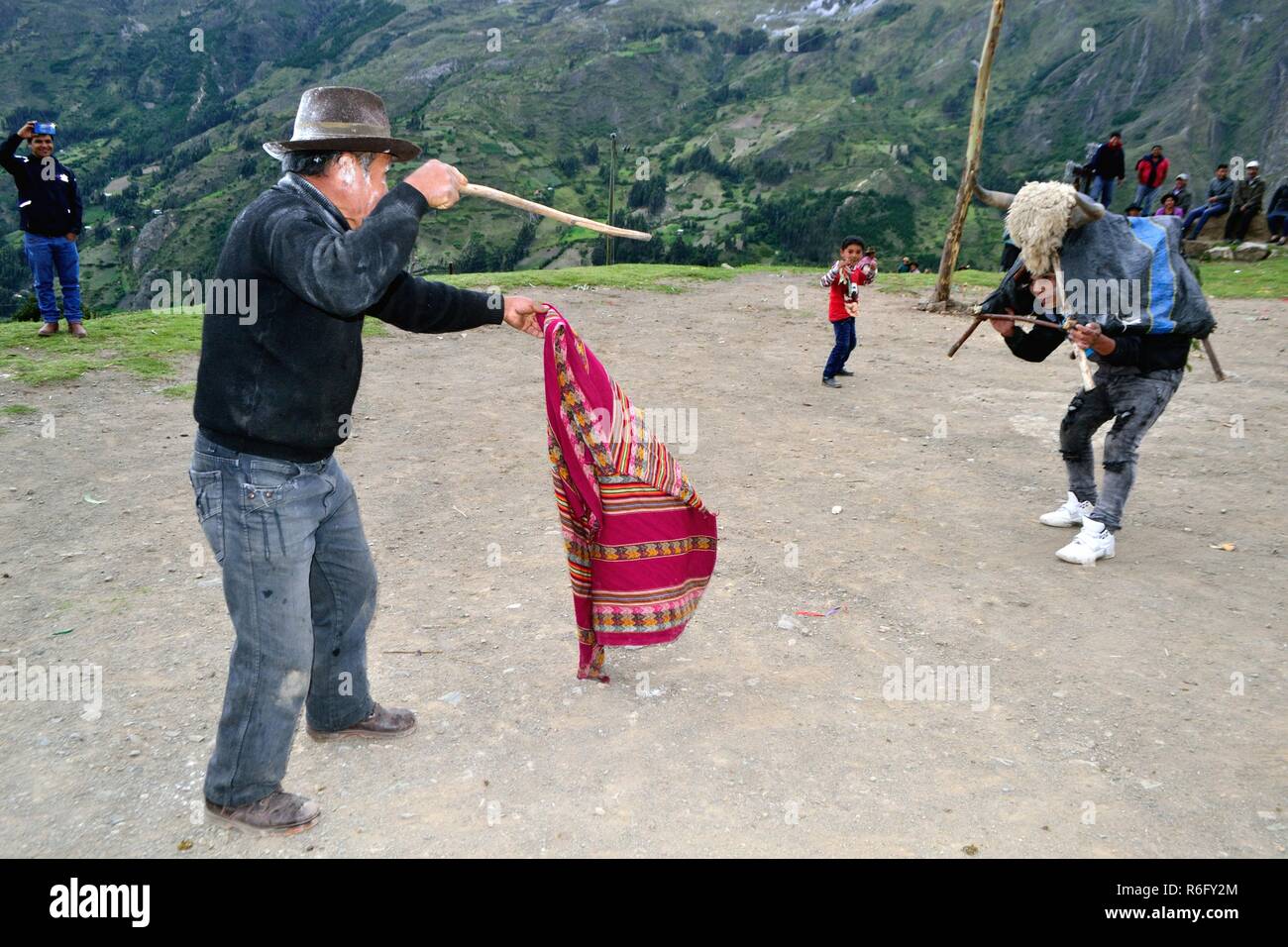 Bullfight - Unsha- Carnival in CHAVIN de Huantar. Department of Ancash ...