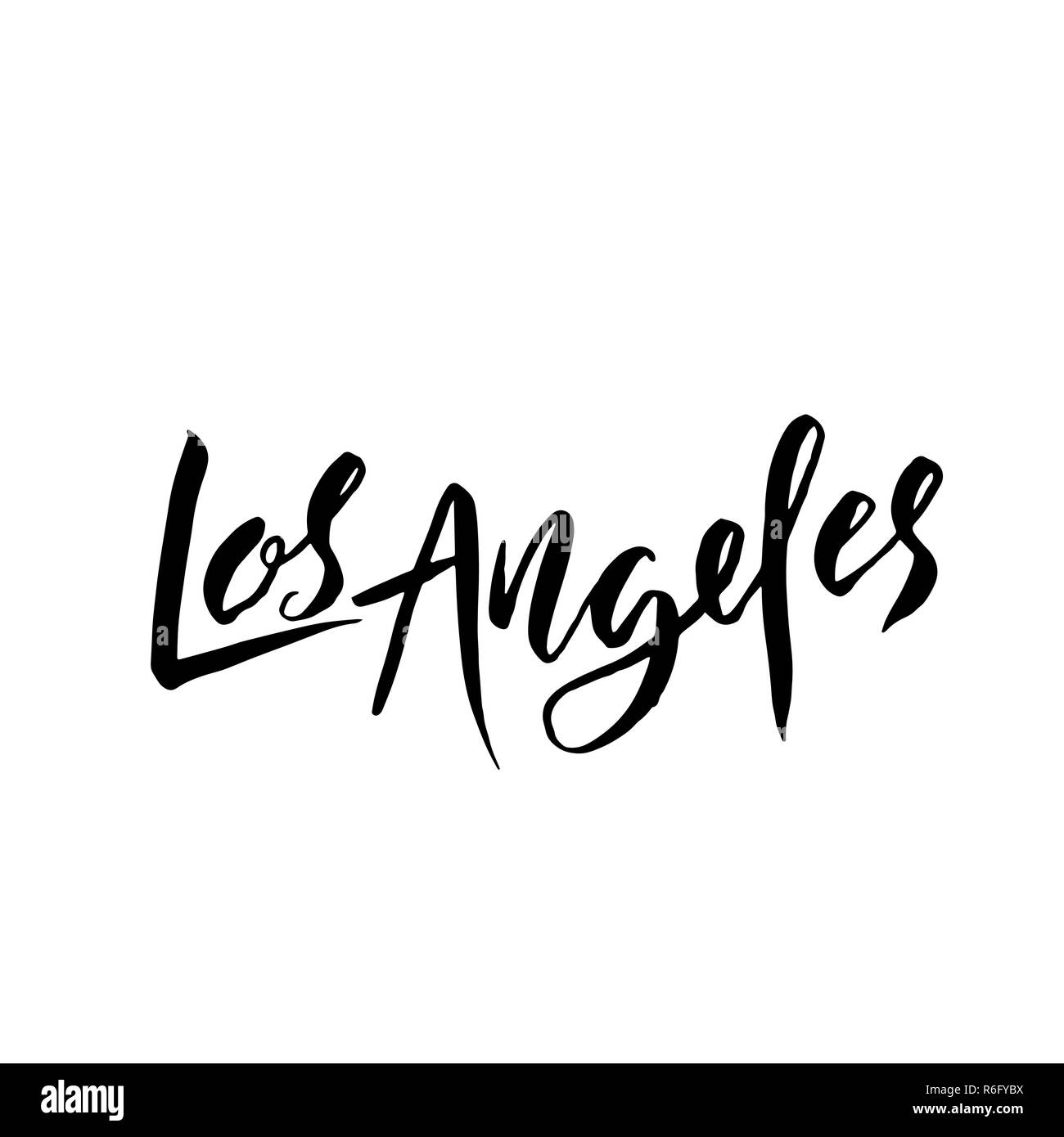 Los Angeles, USA. Typography dry brush lettering design. Hand drawn ...