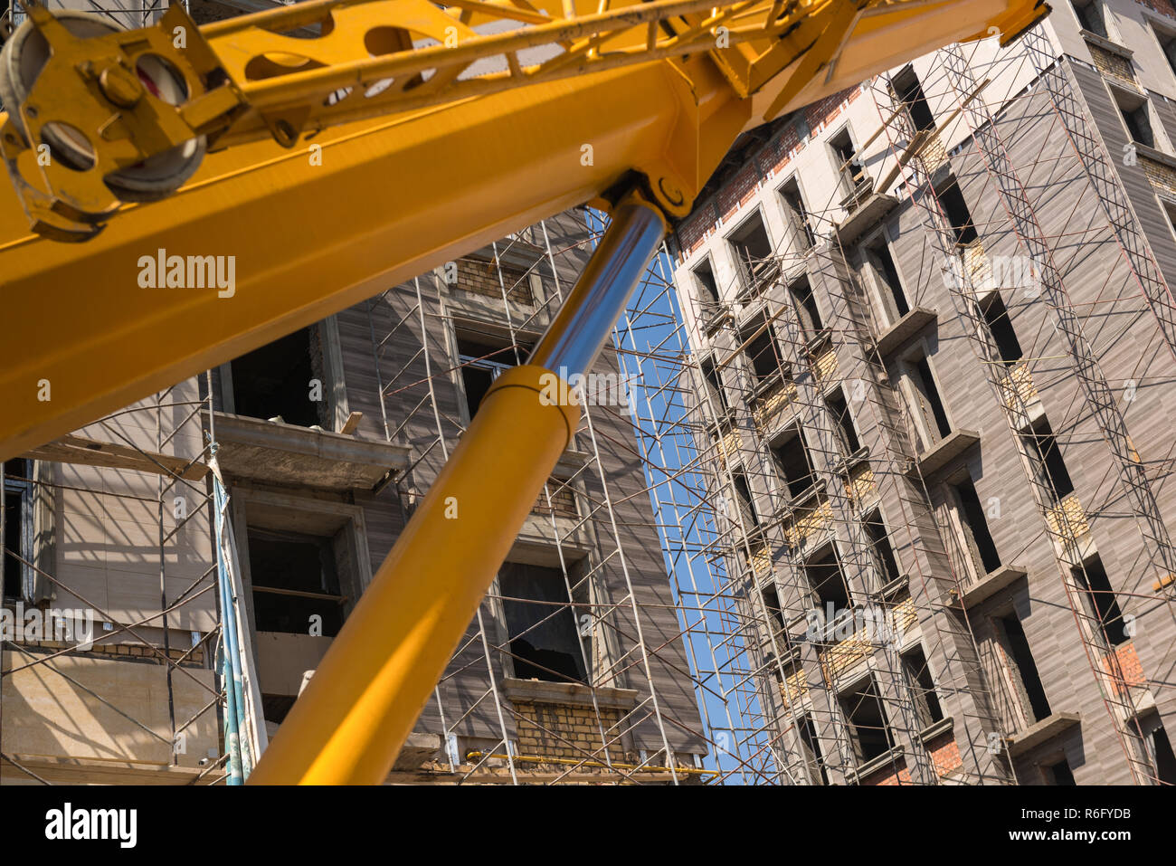 close-up of the lifting machine mechanism on the background of the ...