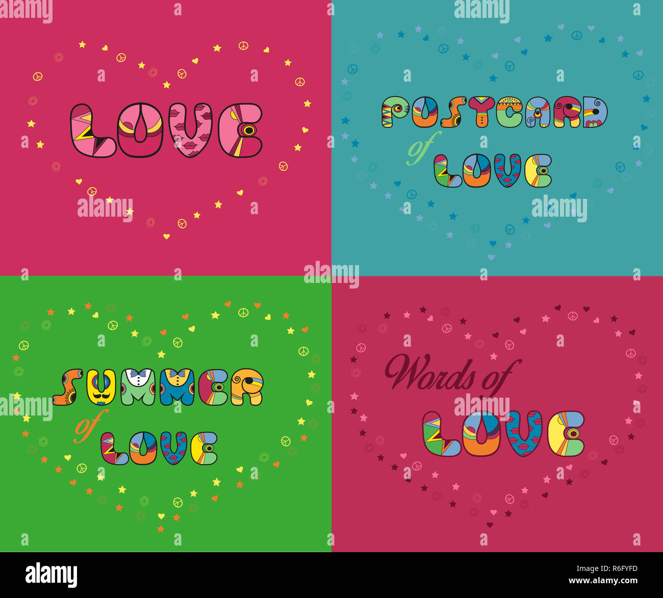 Set of romantic inscriptions for cards Stock Photo - Alamy