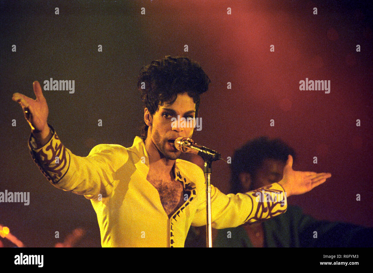 US pop star Prince at a concert in the Schleyerhalle in Stuttgart on 1 ...