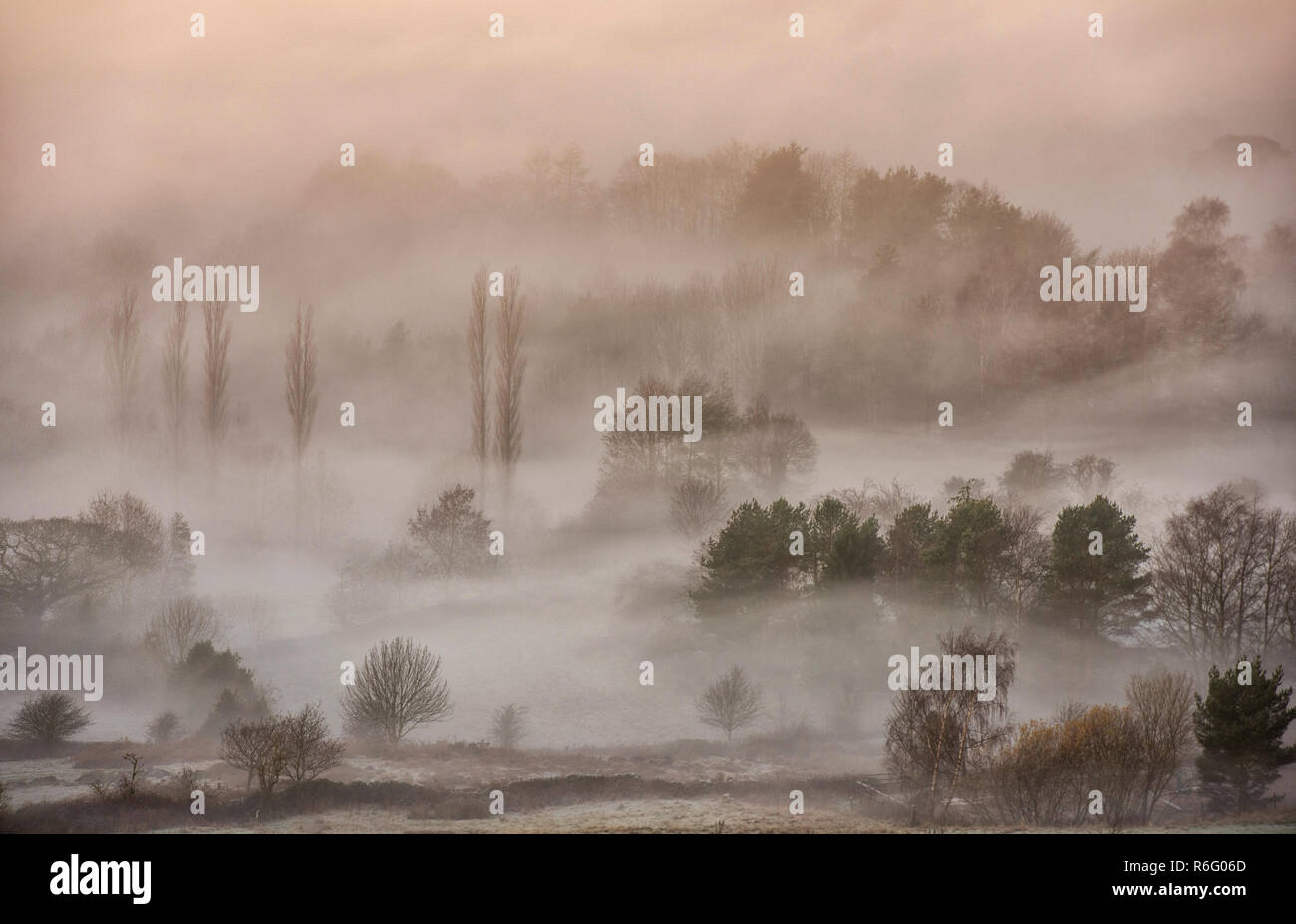 Misty Sunrise Morning at Baslow Edge in the Peak District, Derbyshire ...