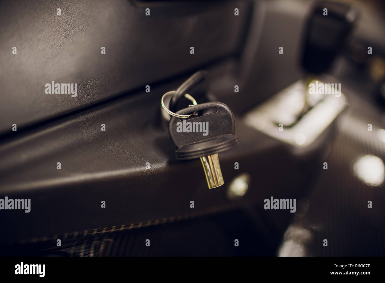 Ignition key modern car close up. Car atv key in keyhole Stock Photo ...