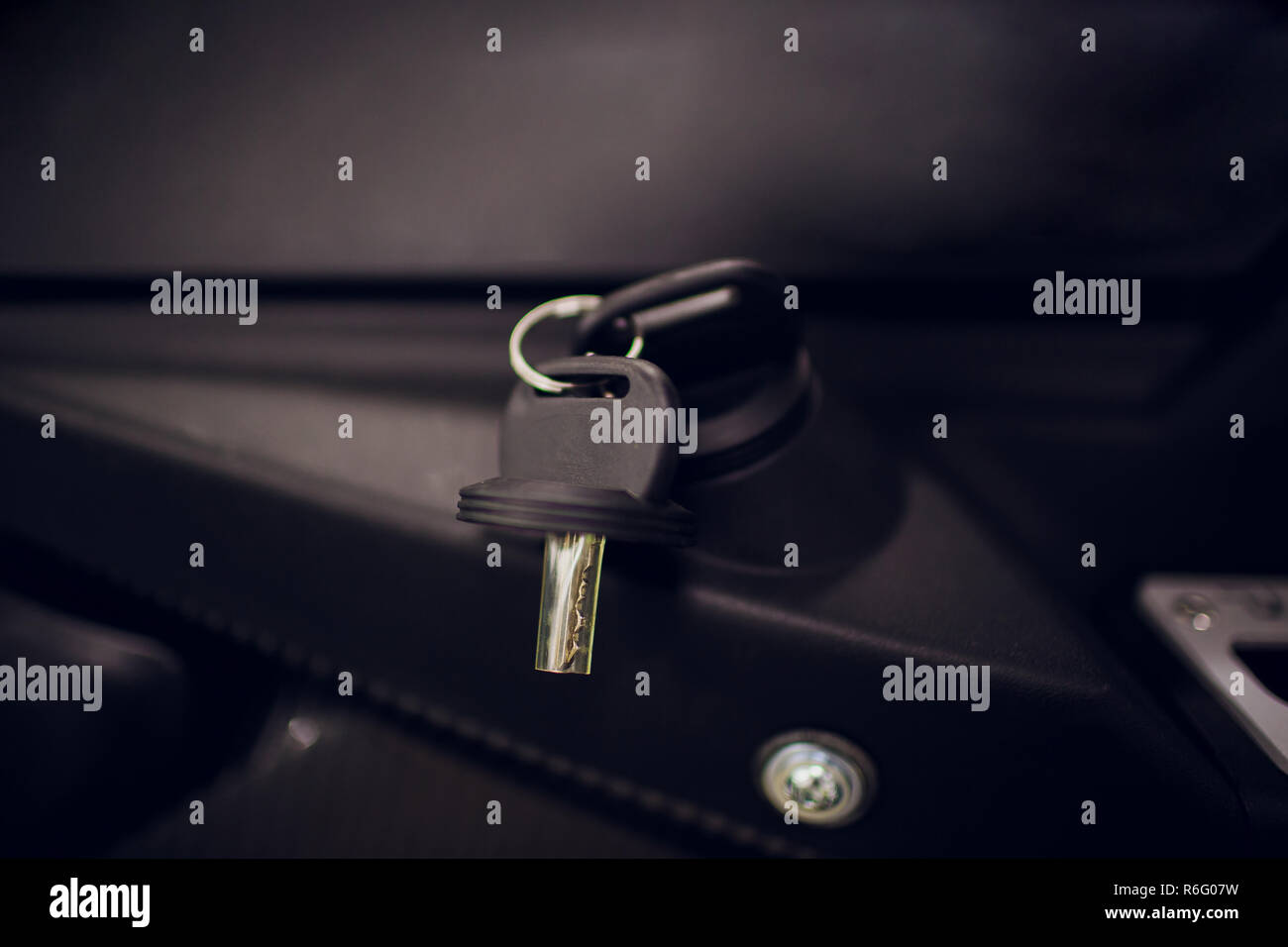Ignition key modern car close up. Car atv key in keyhole Stock Photo ...