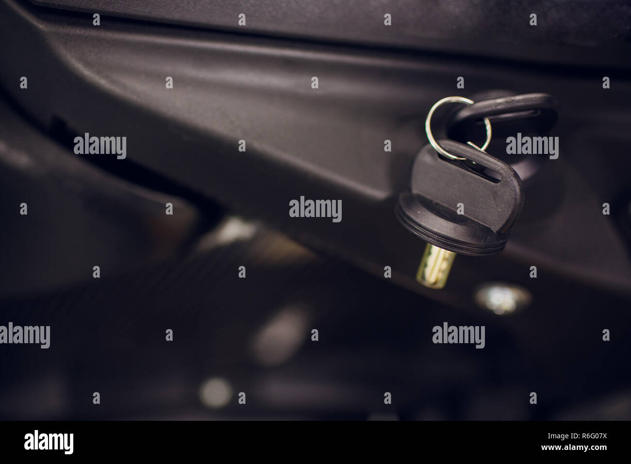 Ignition key modern car close up. Car atv key in keyhole Stock Photo ...