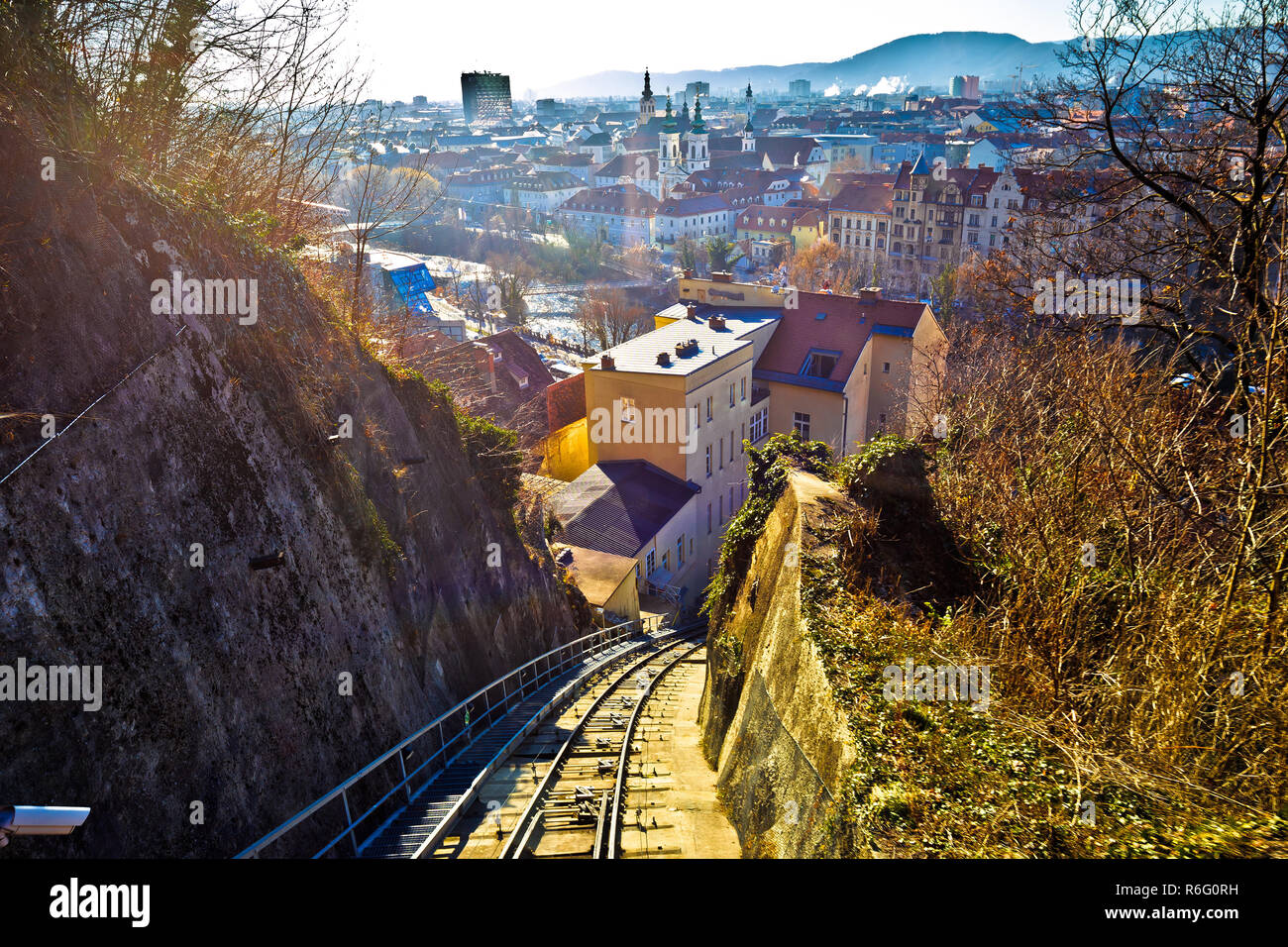 Graz cityscape view from Schlossberg hill funicular Stock Photo - Alamy