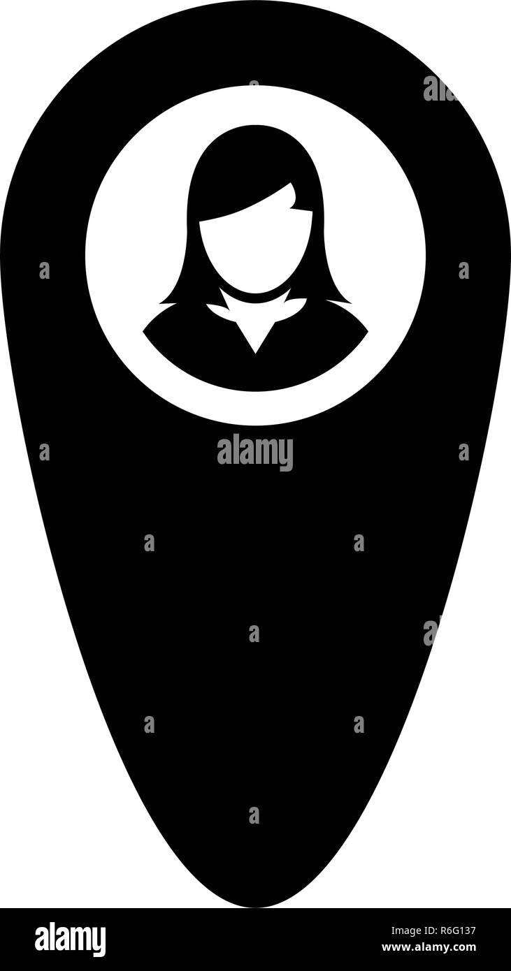 User location icon vector female person profile avatar with map marker ...