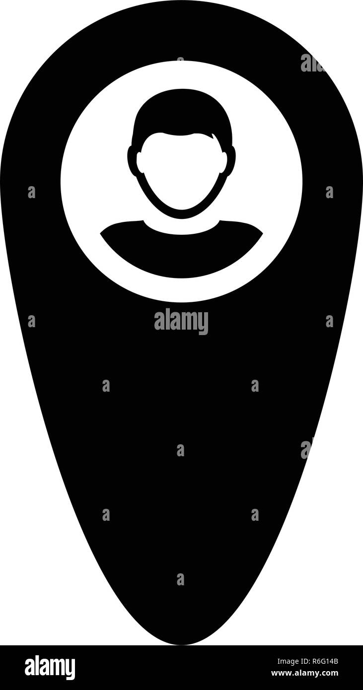 Map icon vector male user person profile avatar with location marker ...