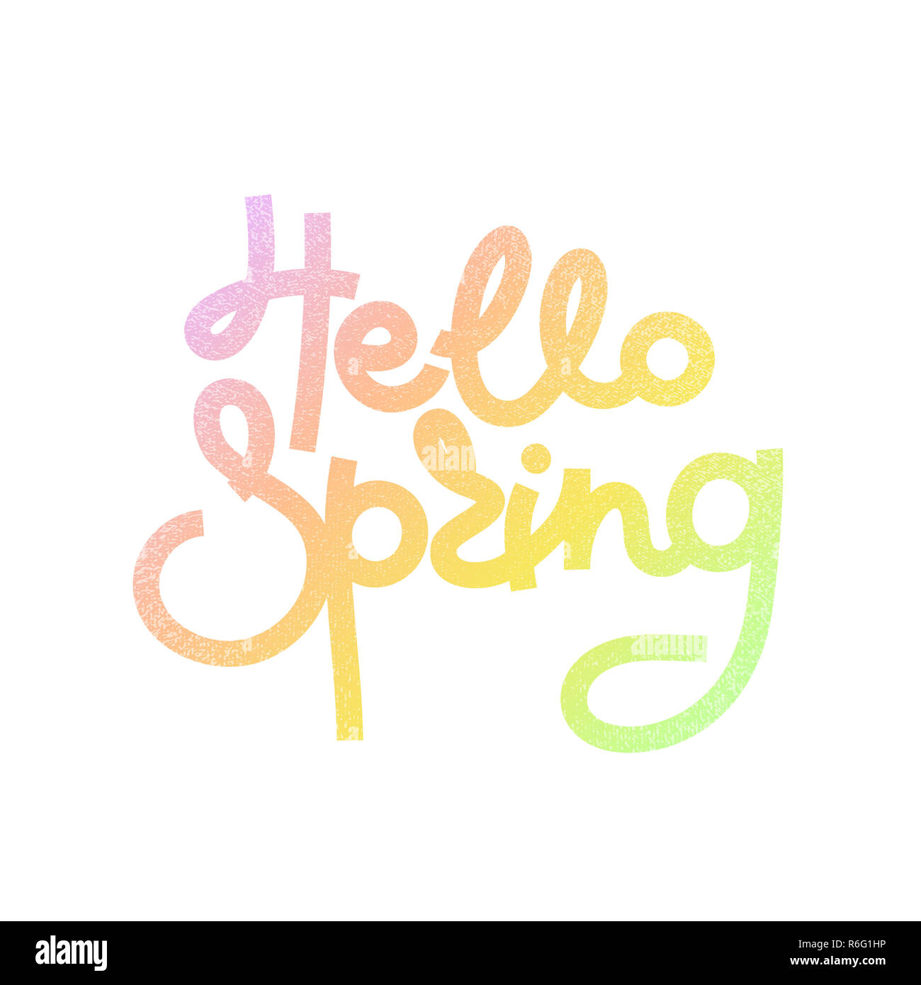 Hello Spring. Cute creative hand drawn lettering. Freehand style ...