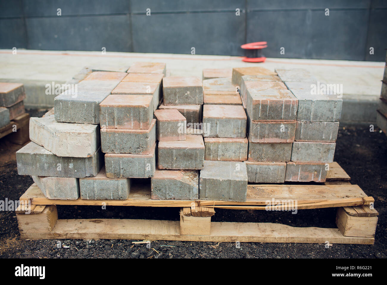 Brick for building in construction site Stock Photo - Alamy