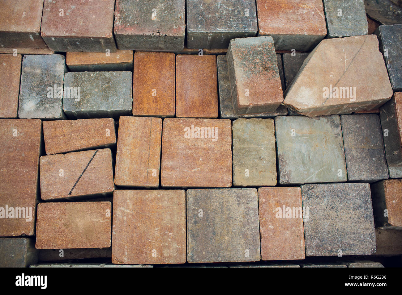 Brick for building in construction site Stock Photo - Alamy
