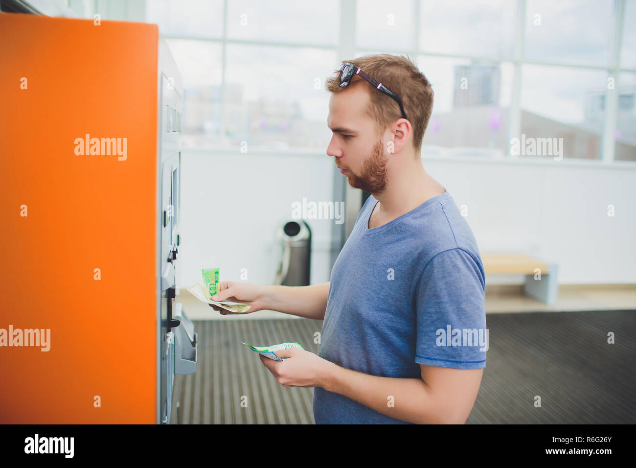 Hand man insert card to ATM machine, Banking and Financial concept ...