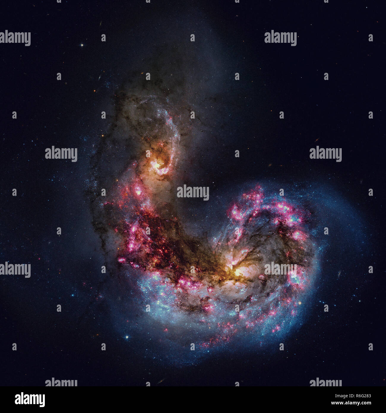 Antennae Galaxies are a galaxies in the constellation Corvus Stock ...