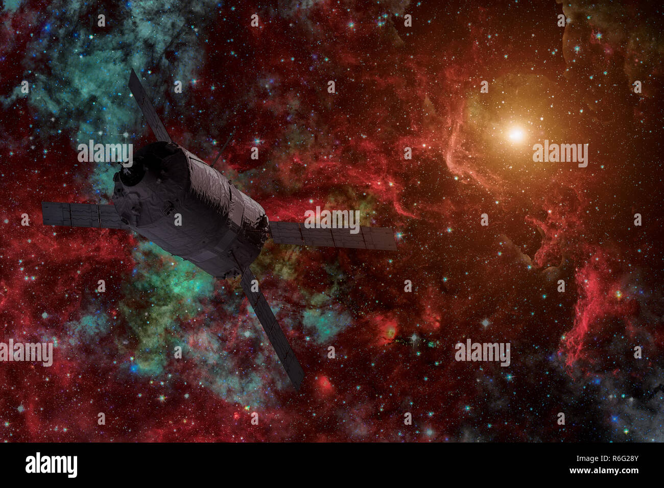 Cargo spacecraft - The Automated Transfer Vehicle over spiral galaxy ...