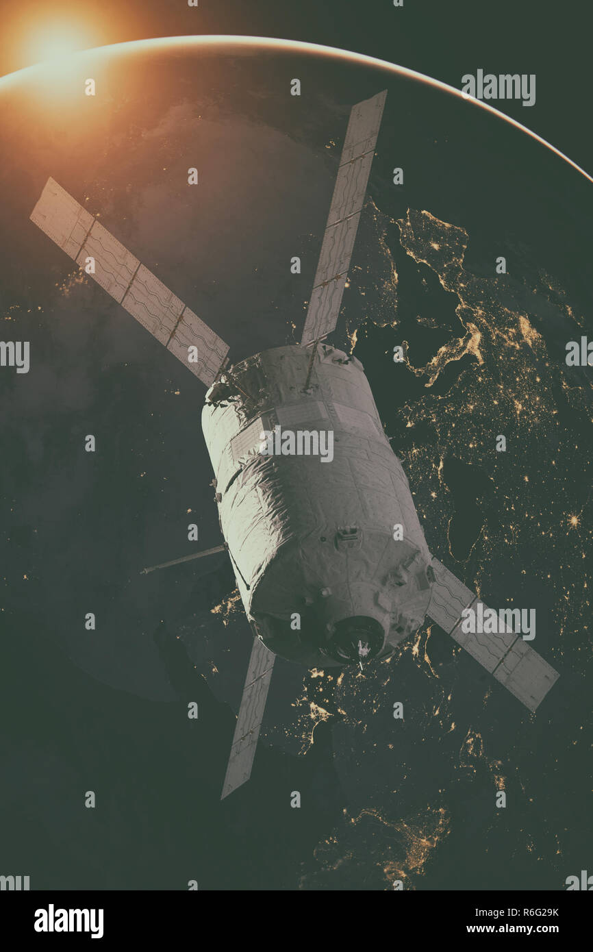 Cargo spacecraft - The Automated Transfer Vehicle over the planet Earth ...