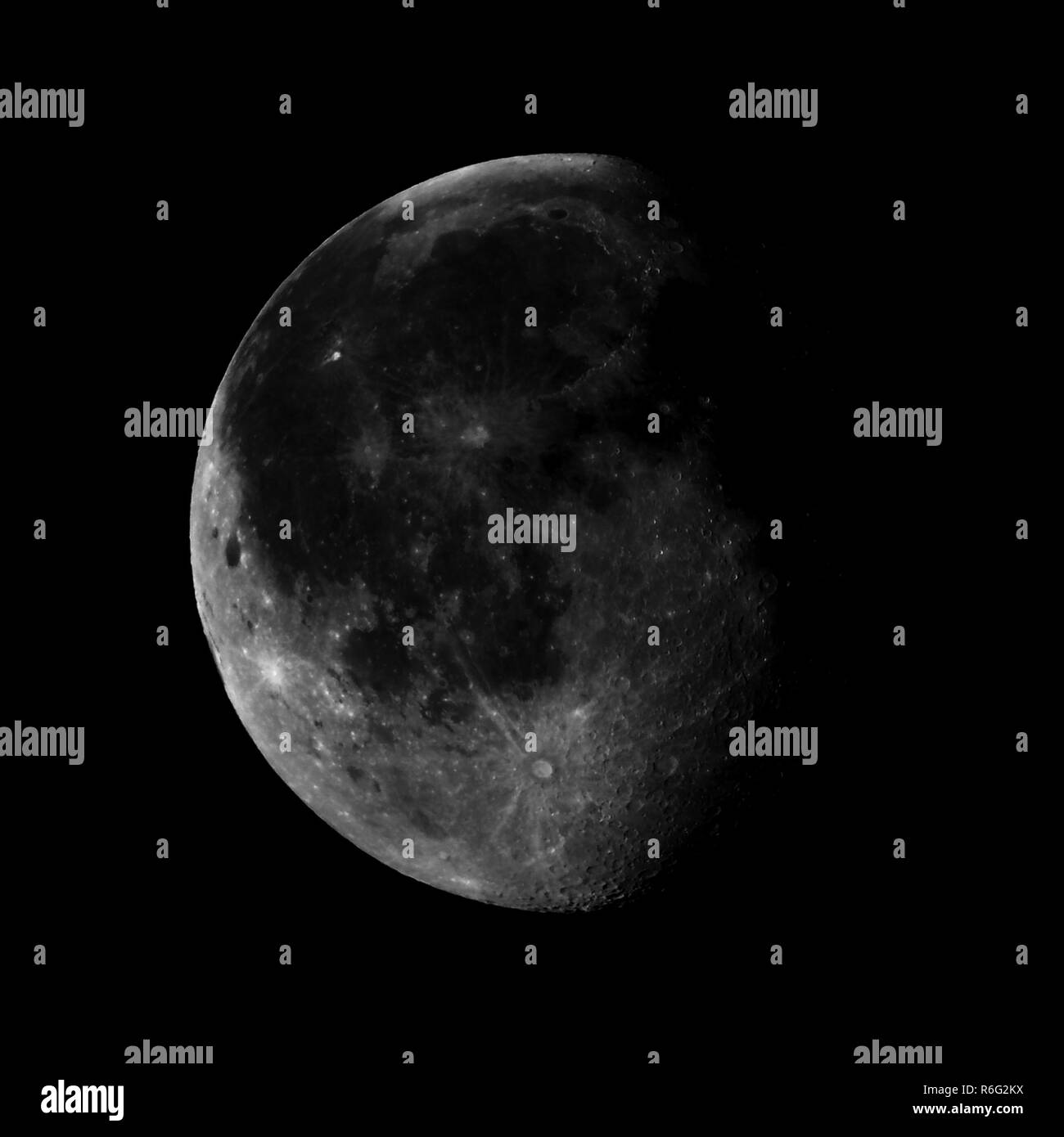 High contrast Waning gibbous moon Stock Photo - Alamy