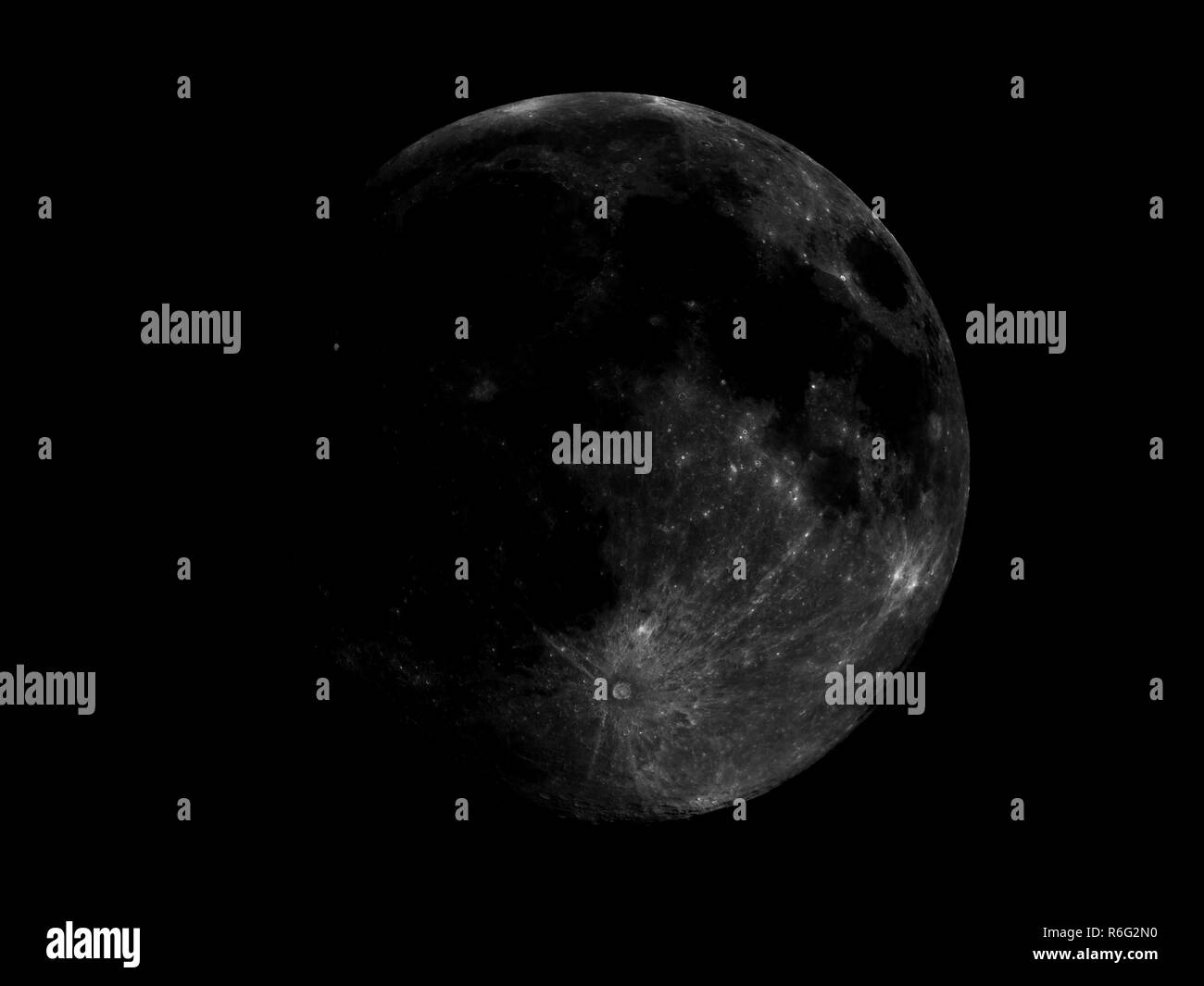 High contrast Full moon seen with telescope Stock Photo - Alamy