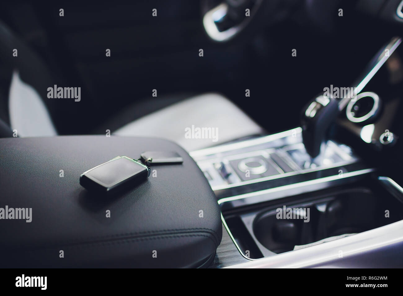 Brand New Car Keys on Leather Closeup. Cars Industry Concept Stock ...