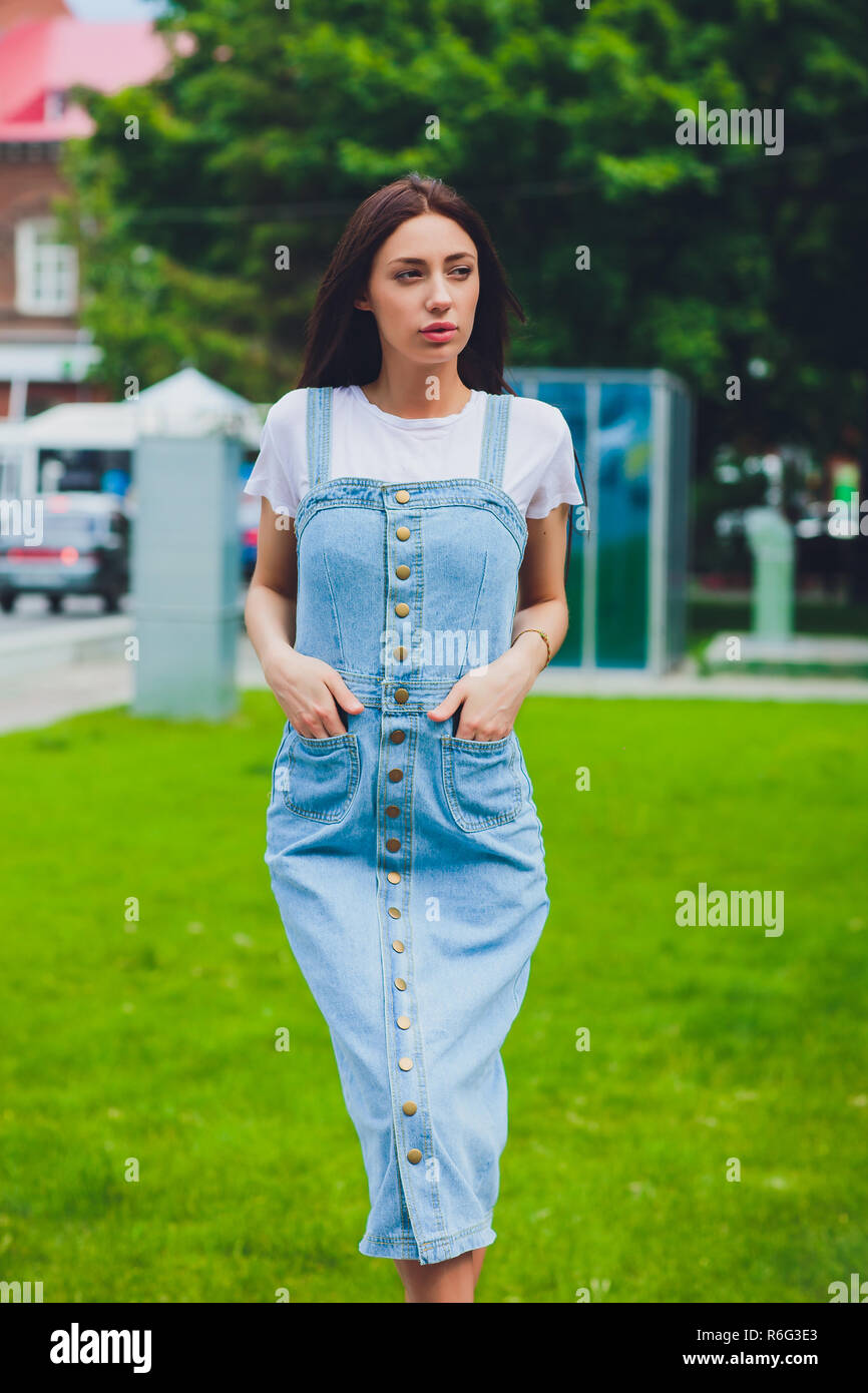 Laughing Fashion Woman in City Street in Europe. Smiling Trendy Girl in ...