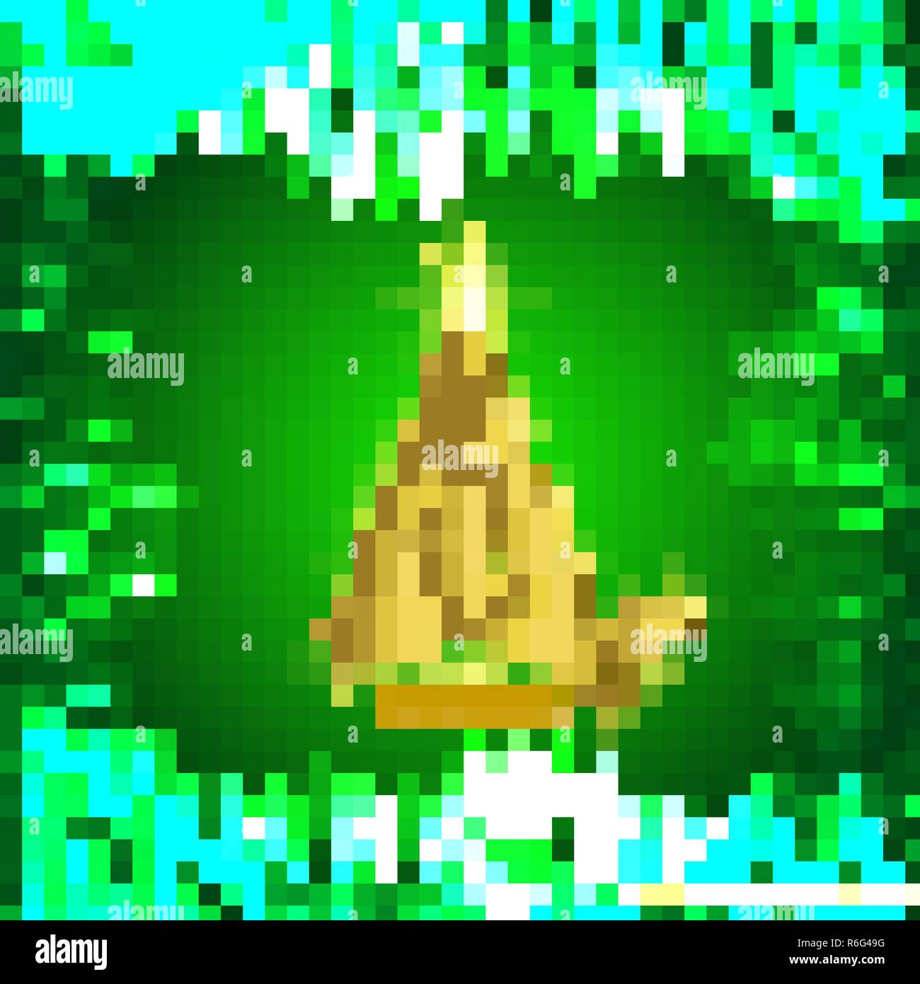 Abstract background with gold christmas tree and stars. Illustration in ...