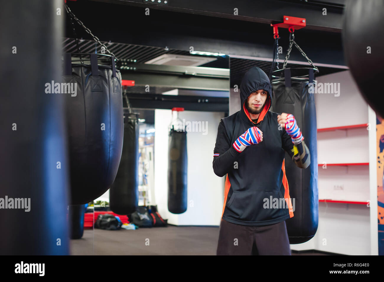 Strong kickboxer shadow boxing exercise hi-res stock photography and ...