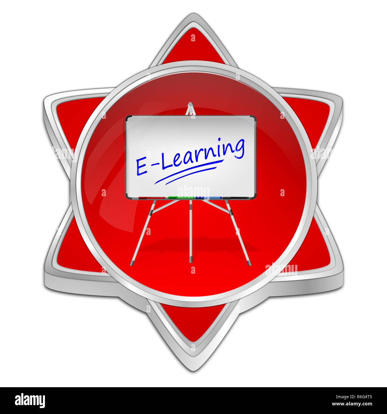 red E-Learning Button - 3D illustration Stock Photo - Alamy