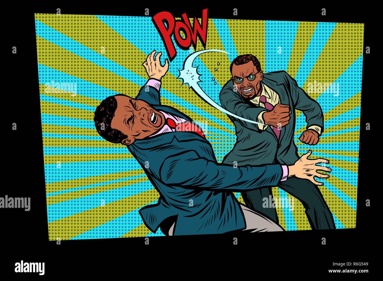 beating two fighting men, strong punch Stock Photo - Alamy