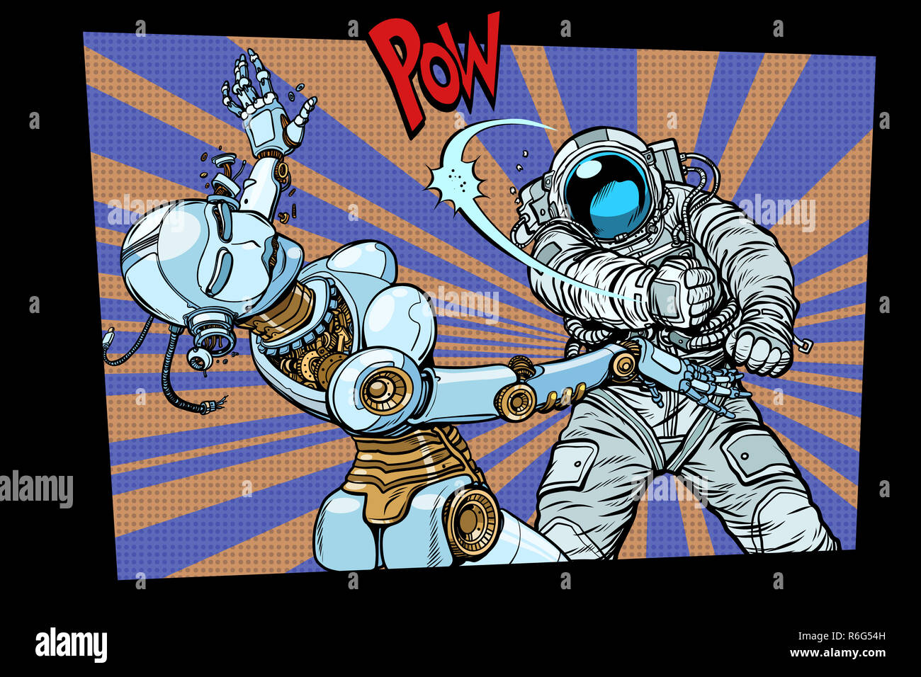 Astronaut beats up female robot, domestic violence Stock Photo - Alamy