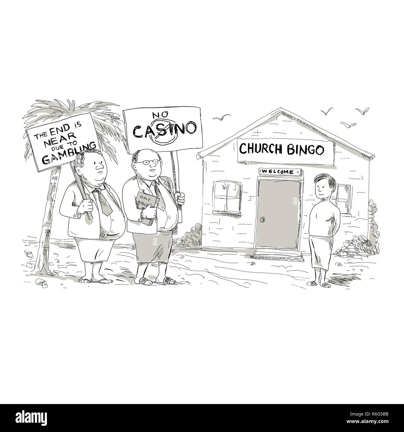 Samoan Church Preacher Protesting Cartoon Stock Photo - Alamy