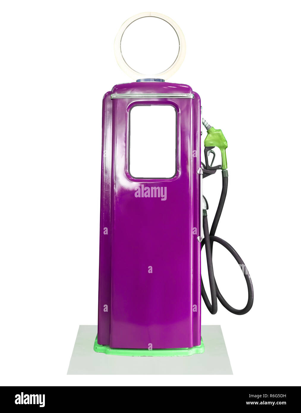 Vintage purple fuel pump on white background Stock Photo - Alamy