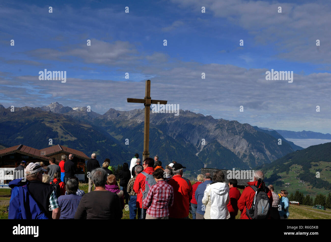 Hochfirst: Religious mountain ceremony in Montafon valley with a priest ...