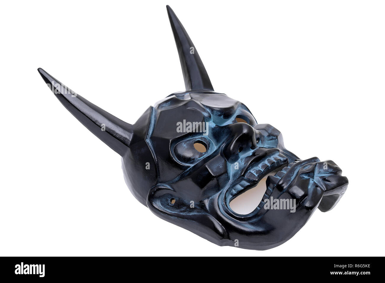 Japanese traditional demon mask used in Noh theater, white background ...