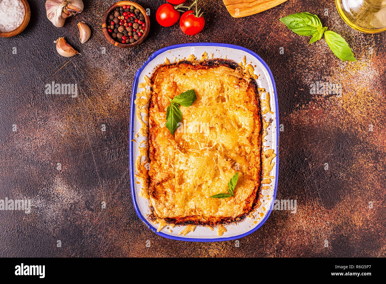 Traditional italian lasagna with vegetables, minced meat and cheese ...