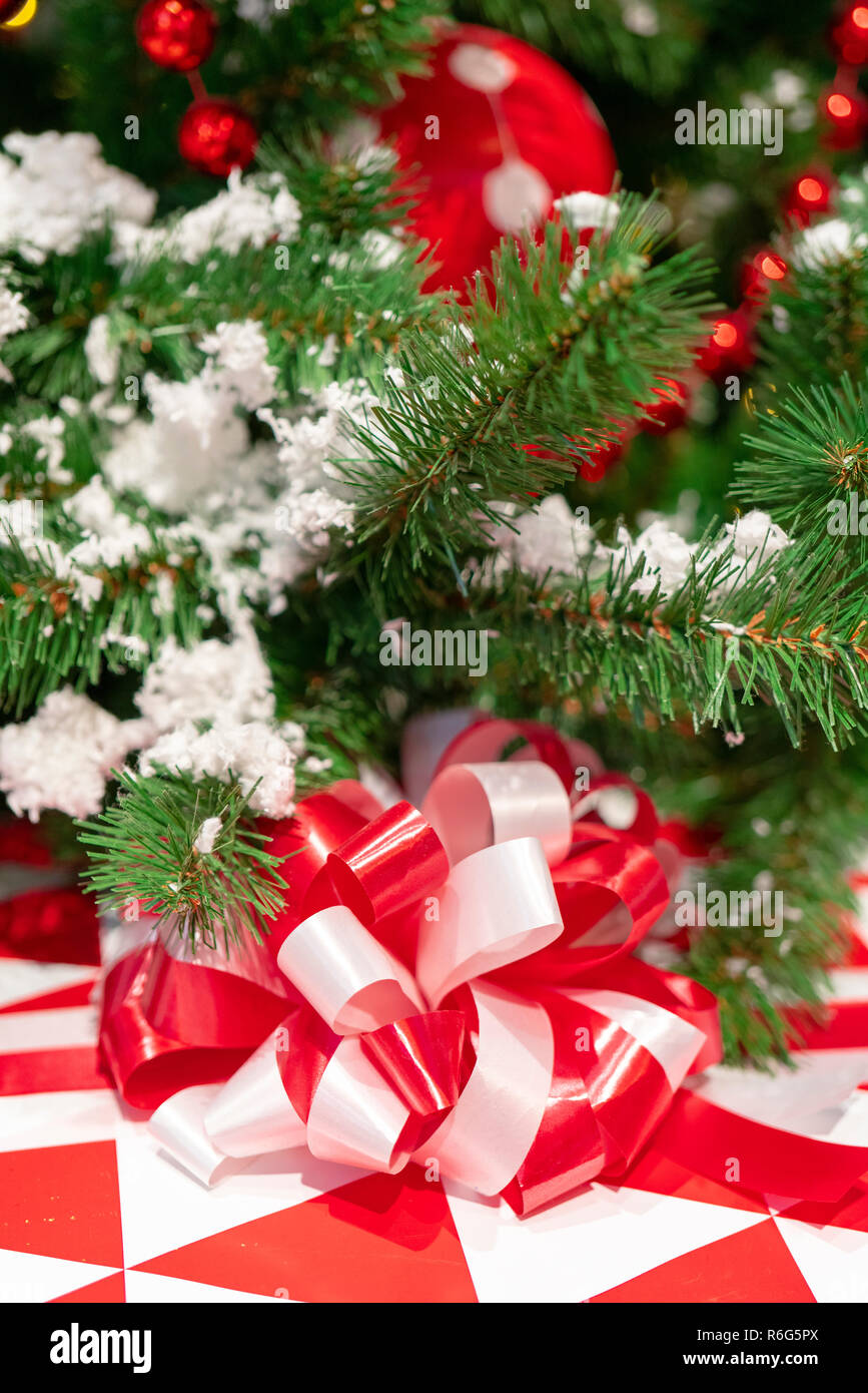 Christmas fir tree with decorations Stock Photo - Alamy