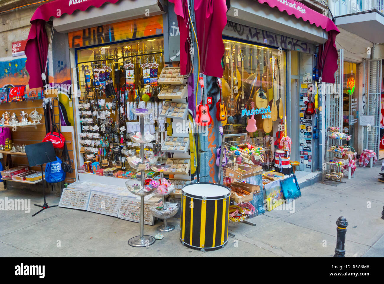 Shops, Galip Dede caddesi, Beyoglu, Istanbul, Turkey, Eurasia Stock ...
