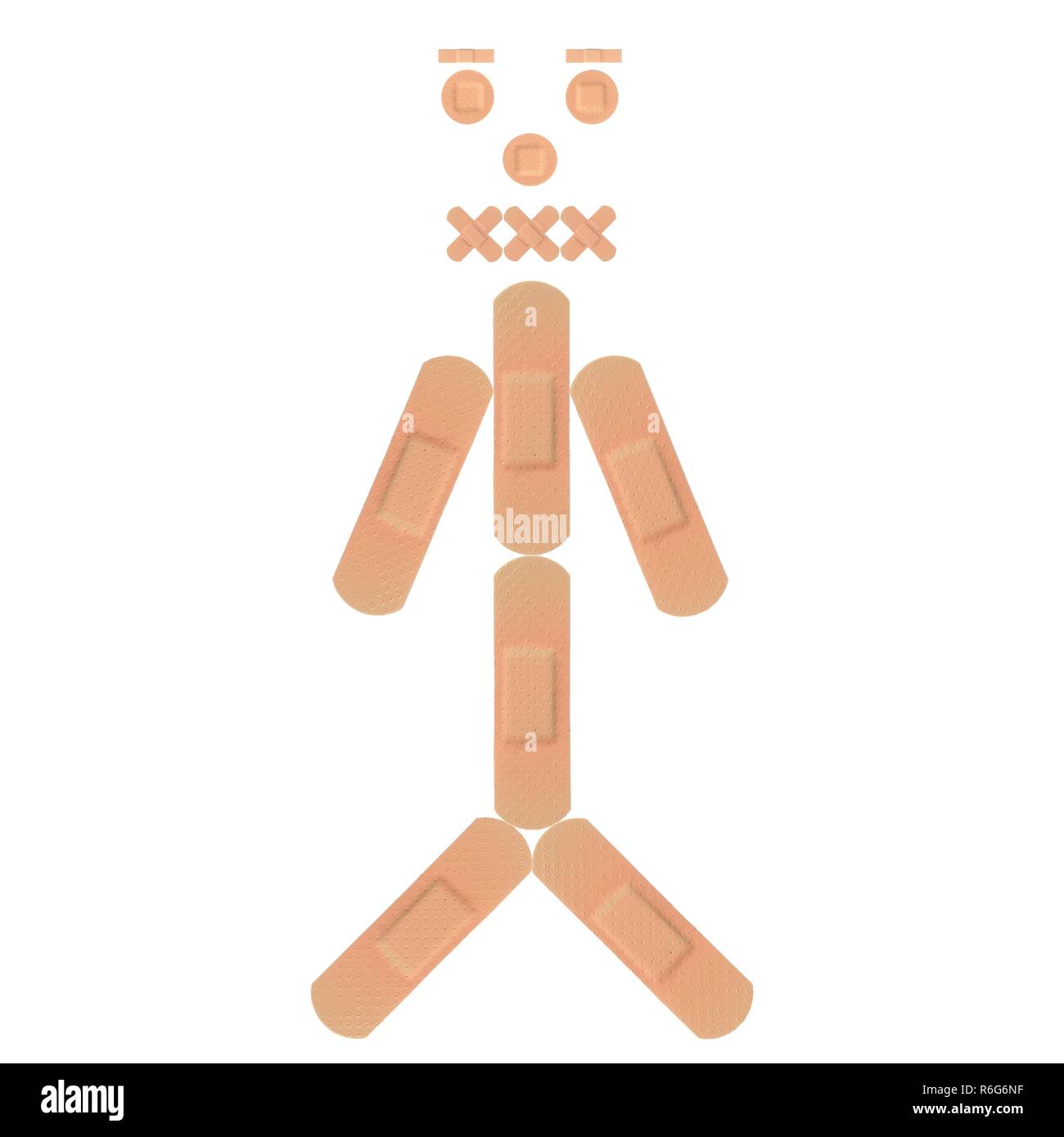 Funny Face with Various Strips of ADHESIVE BANDAGE PLASTER - Medical ...