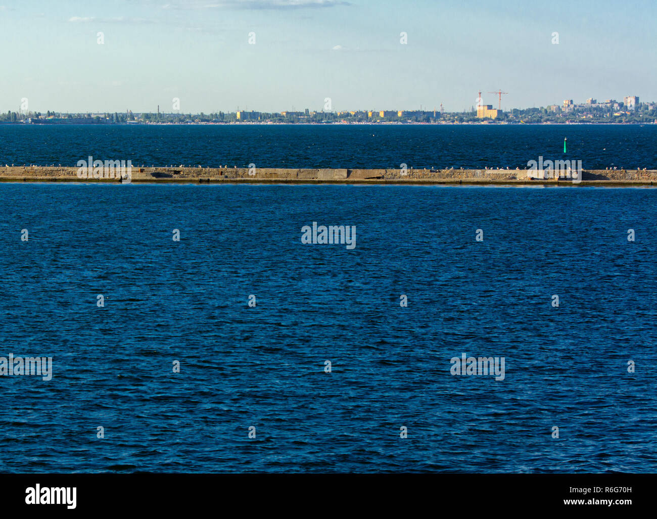 Magnificent panorama, view from the sea to the coastal strip of the ...