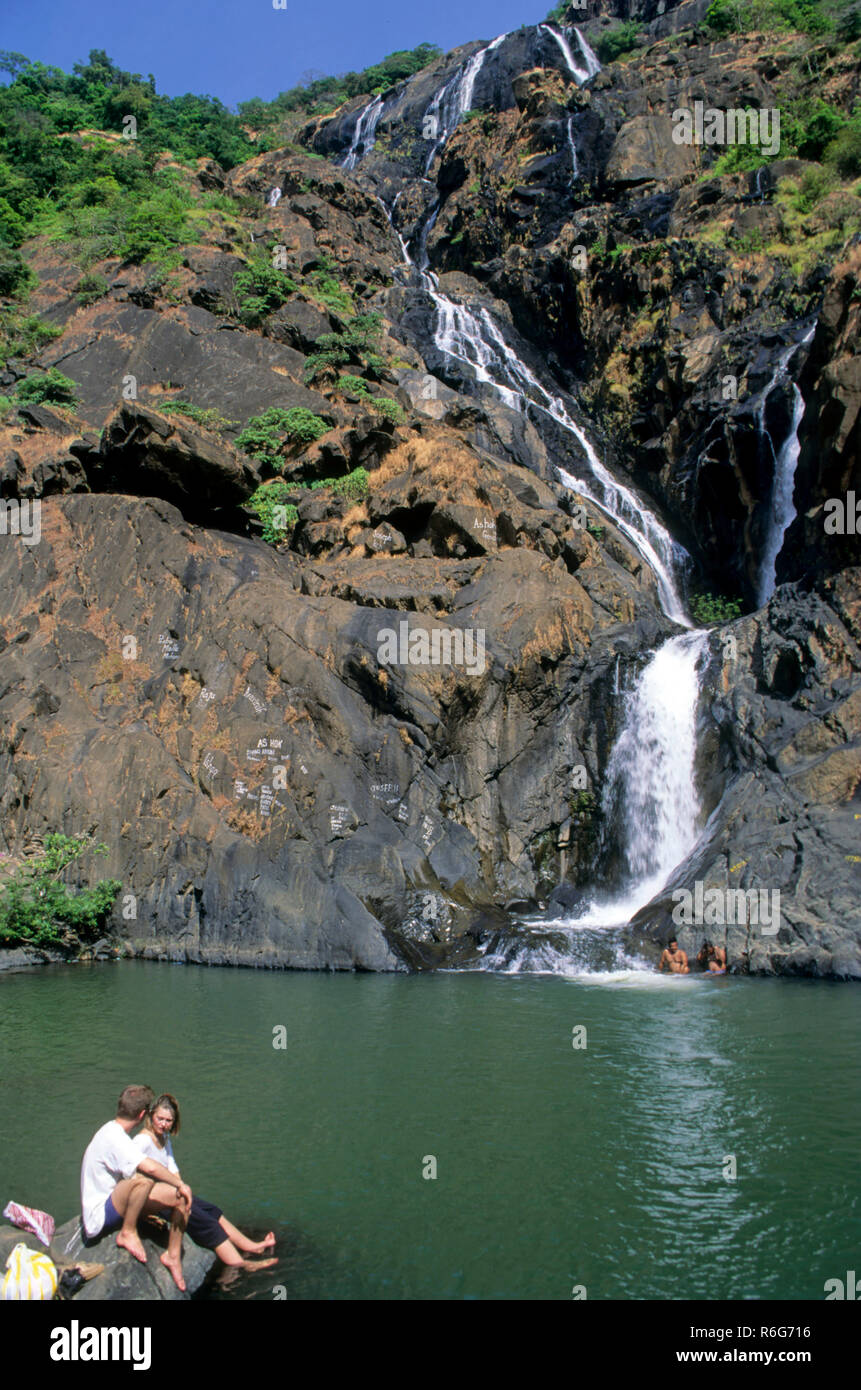 dudhsagar waterfalls, goa, india Stock Photo - Alamy