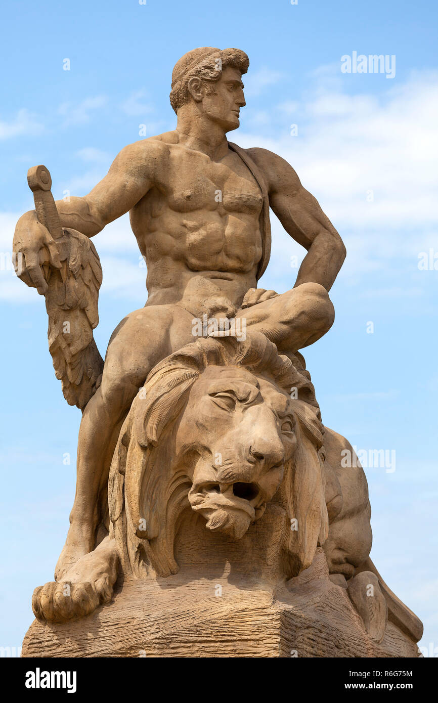 Fountain Allegory of Fight and Victory, statue of a man who defeated a ...