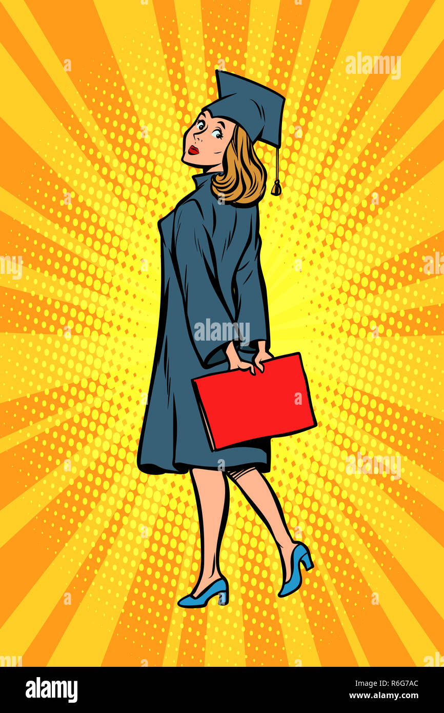Cartoon graduate woman graduation gown hi-res stock photography and ...