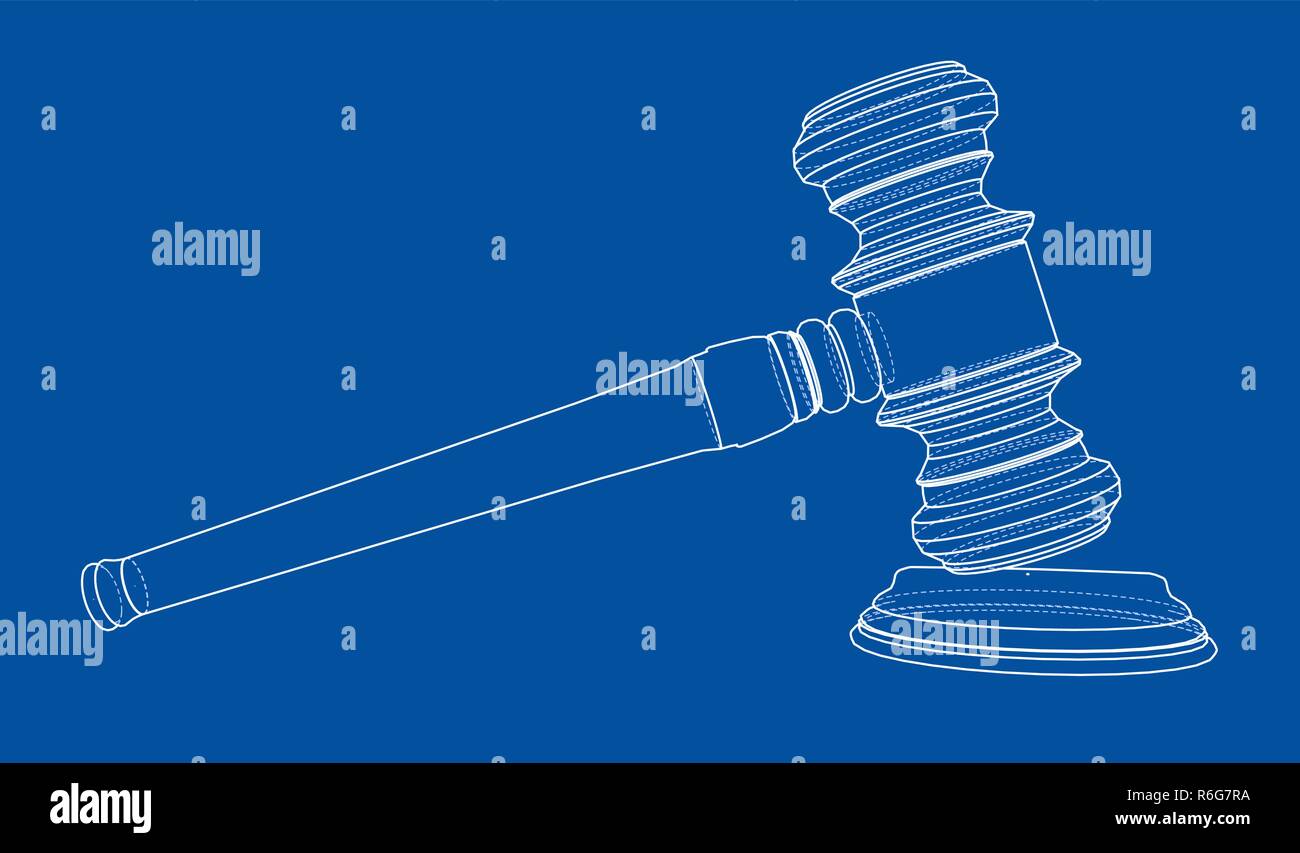 3D outline gavel. Vector rendering of 3d Stock Vector Image & Art - Alamy
