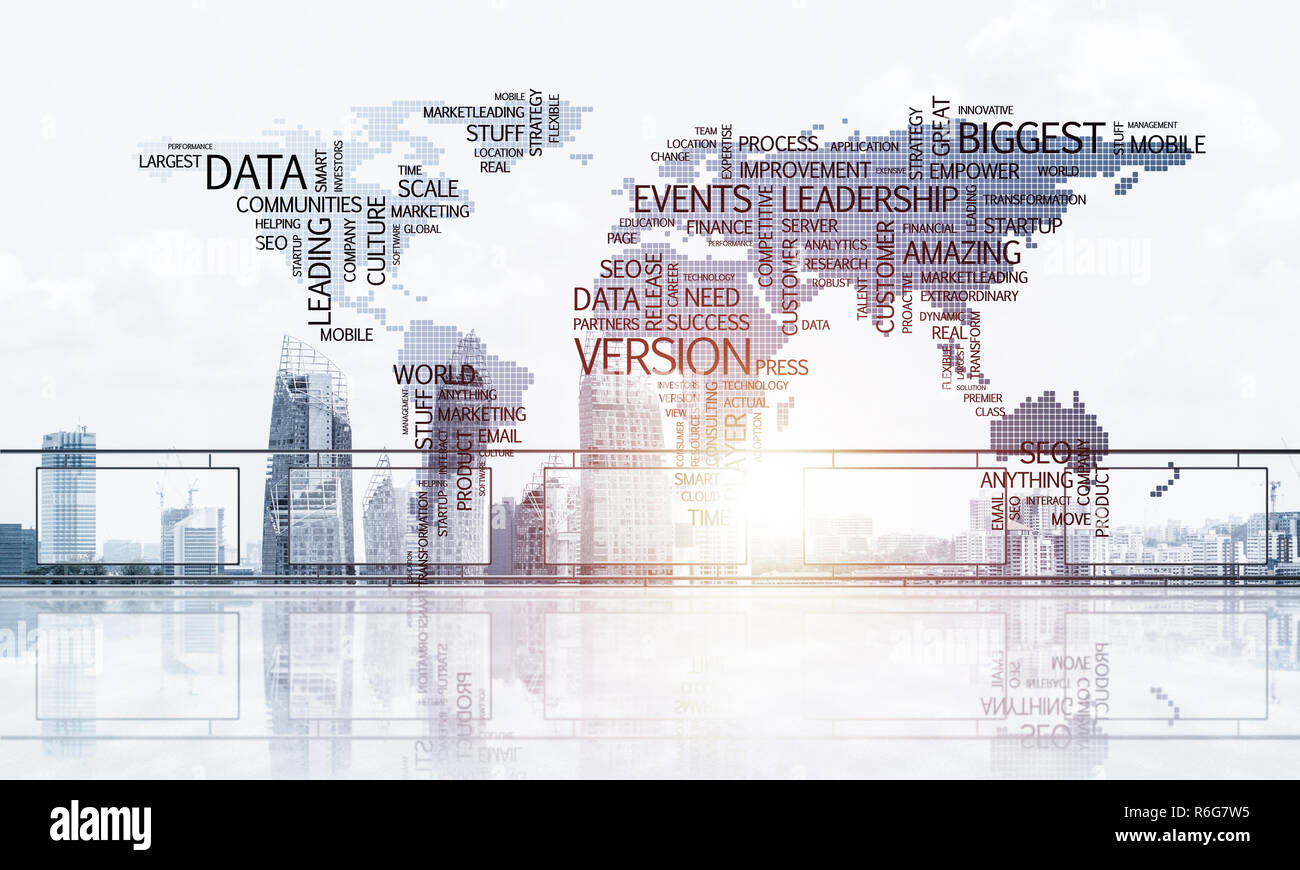 Concept of global communication and networking with world map ov Stock ...