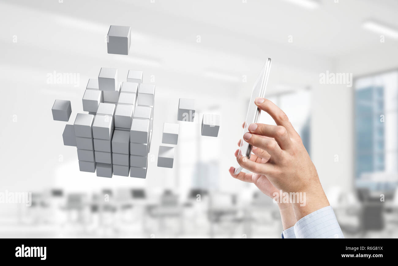 Integrating new technologies concept with cube figure floating i Stock ... Integrating new technologies concept with cube figure floating i Stock ...