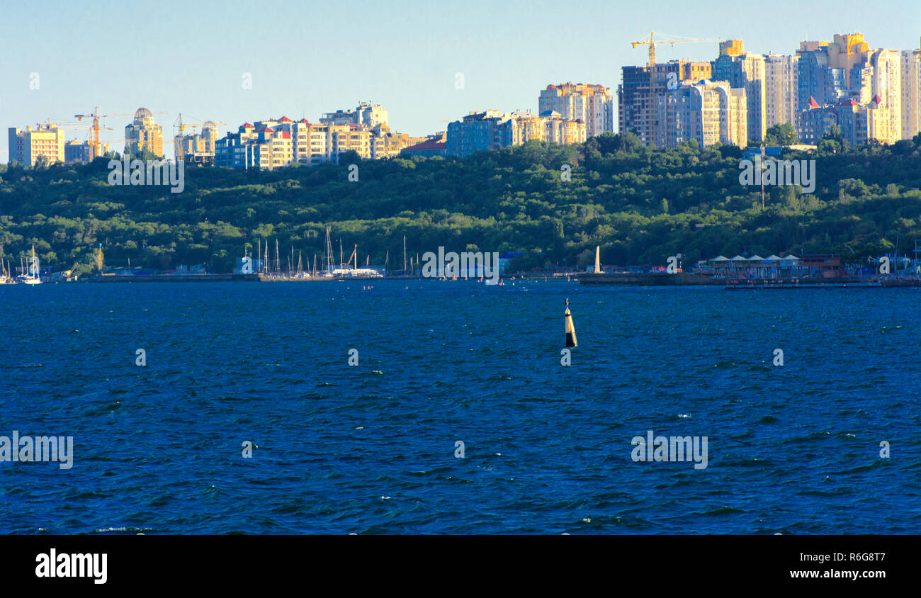 Odessa, Ukraine - August 08, 2018. Magnificent view from the sea on the ...