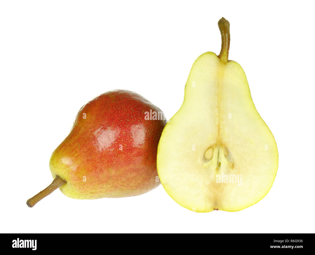 Pears, whole and cut in half Stock Photo - Alamy
