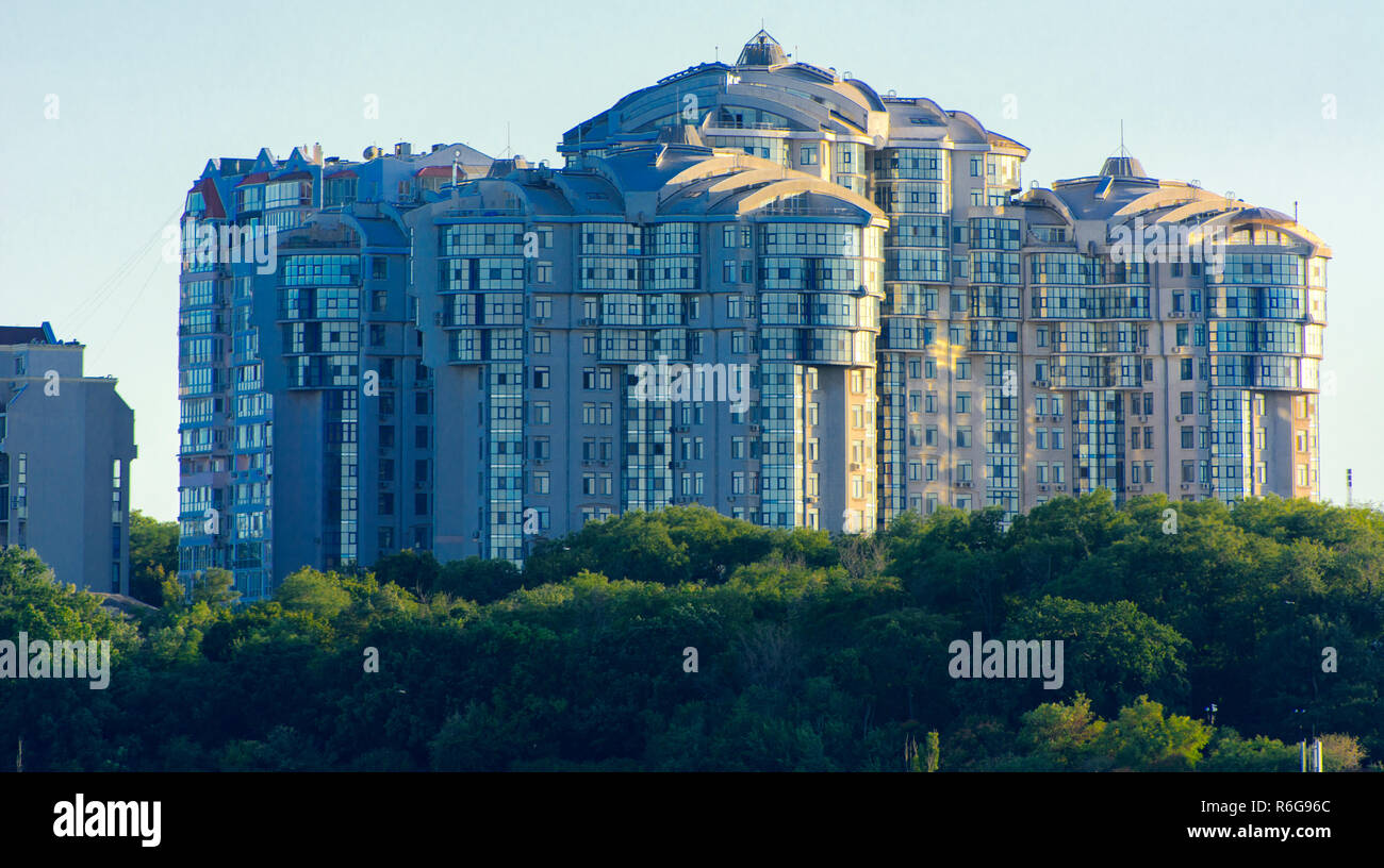 Magnificent panorama, view from the sea to the coastal strip of the ...