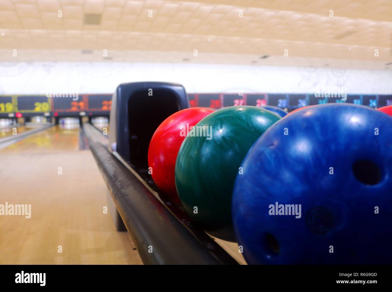 Bowling balls in close up Stock Photo - Alamy