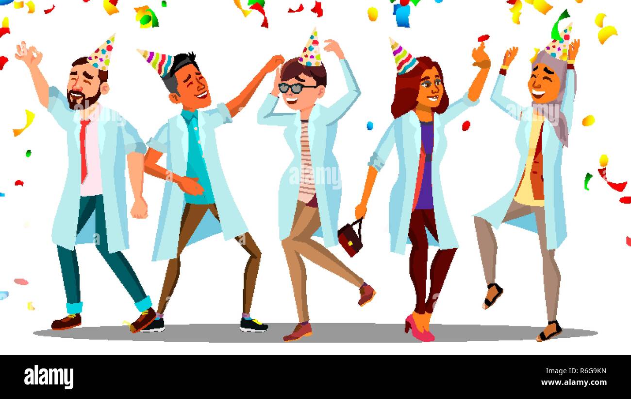 Dancing Doctor On Doctor s Day, Group Of Happy Doctors In Festive Caps ...